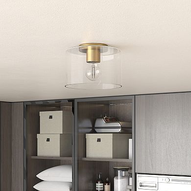 Finley & Sloane Henri 10-in. Wide Flush Mount Light Fixture with Glass ...