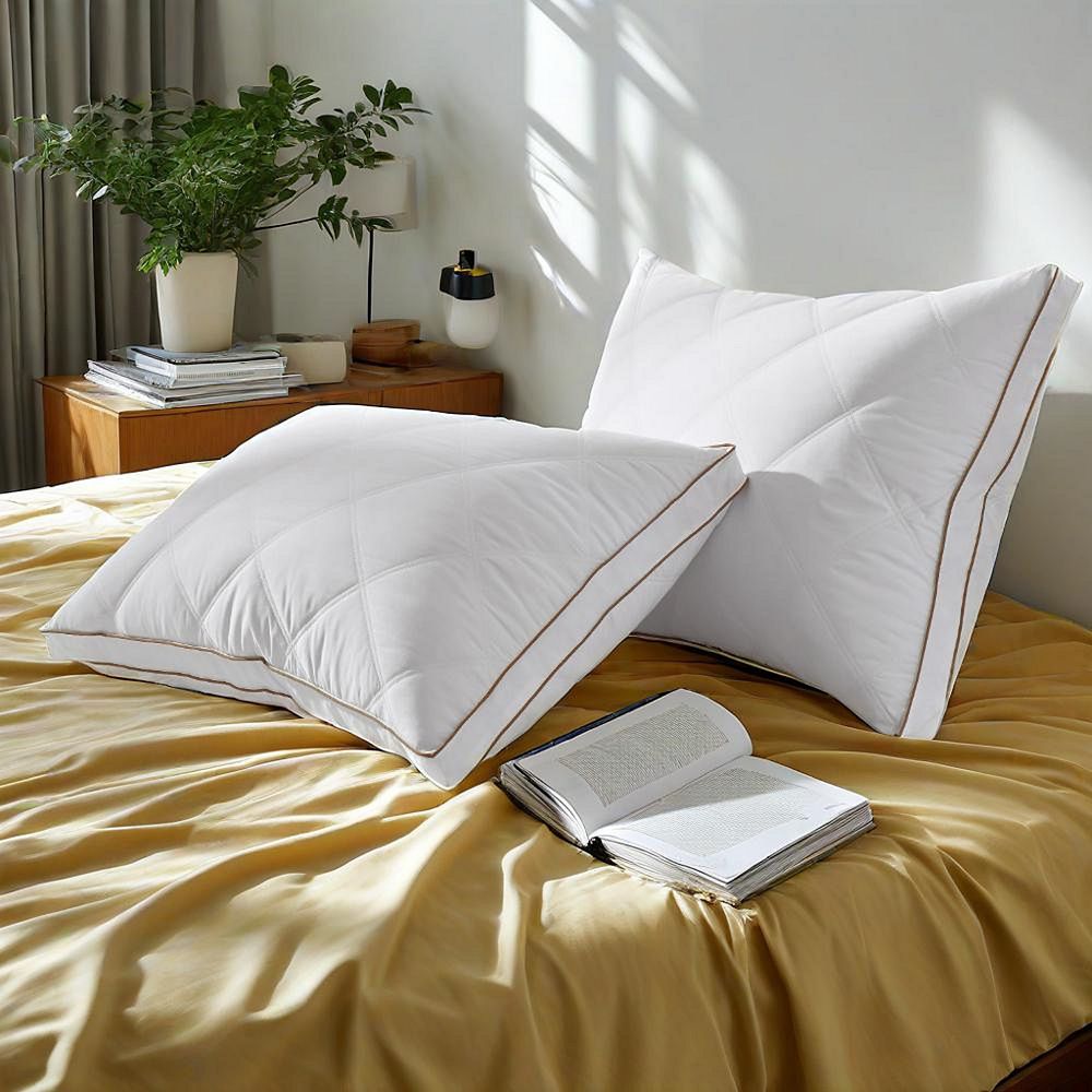 Unikome Goose Down Feather Bed Pillow Set of 2, Medium Support