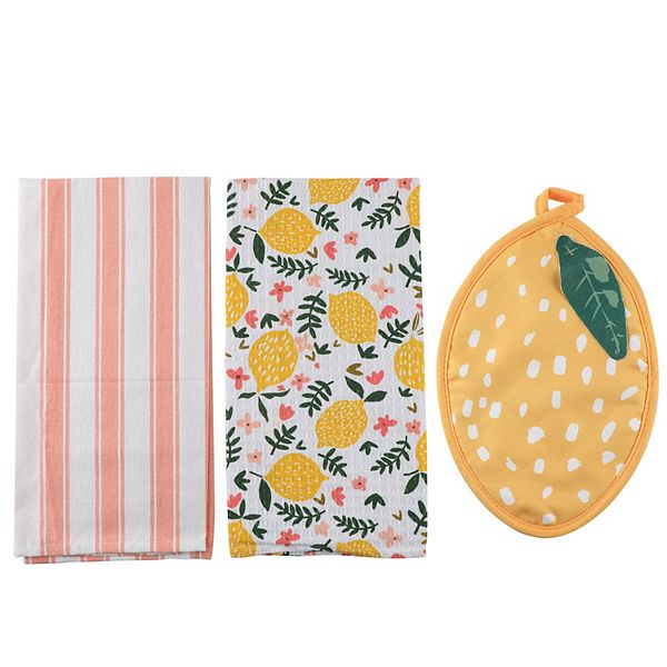 Lemon Tea Towel Pot Holder Set