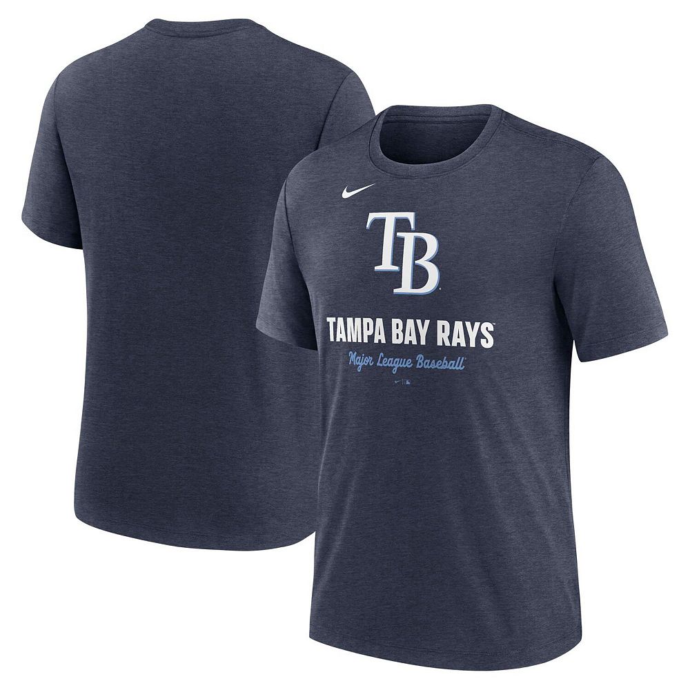 Men's Nike Heather Navy Tampa Bay Rays Logo Tri-Blend T-Shirt