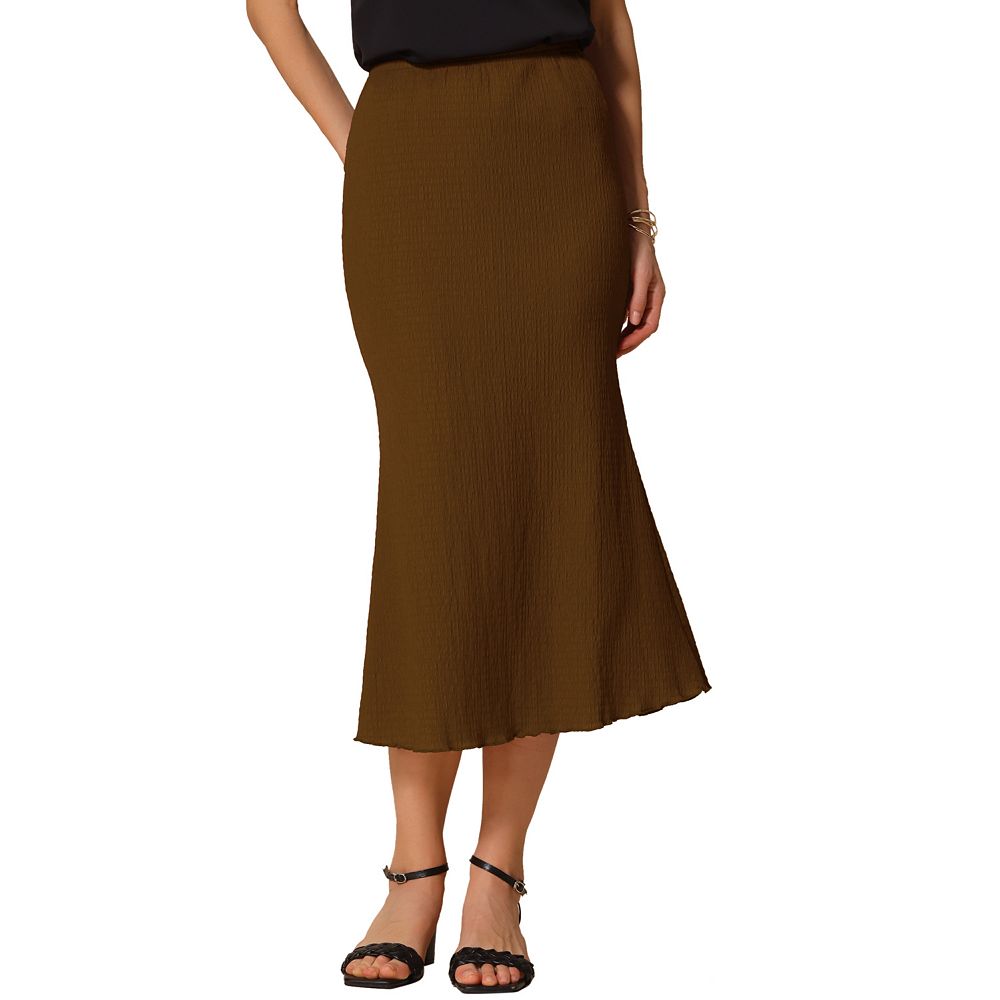 Women's Texture Stretchy Bodycon Mermaid Skirt Lettuce Hem Elastic High ...