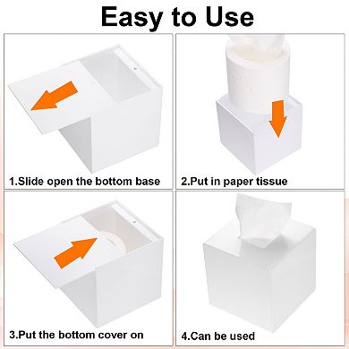 Tissue Box Cover with Base Square Tissue Box Holder Acrylic Cube Facial ...