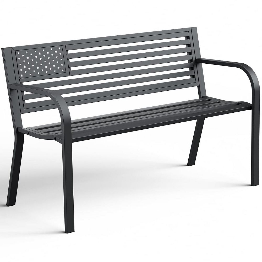 Wood Outdoor Bench All Weather Patio Bench for Garden Park Yard Front Porch