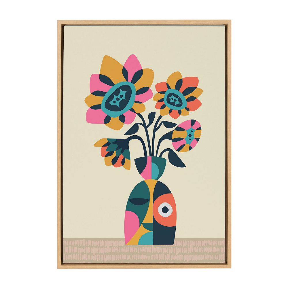 Sylvie Mid Century Modern Sunflowers Framed Canvas by Rachel Lee of My ...