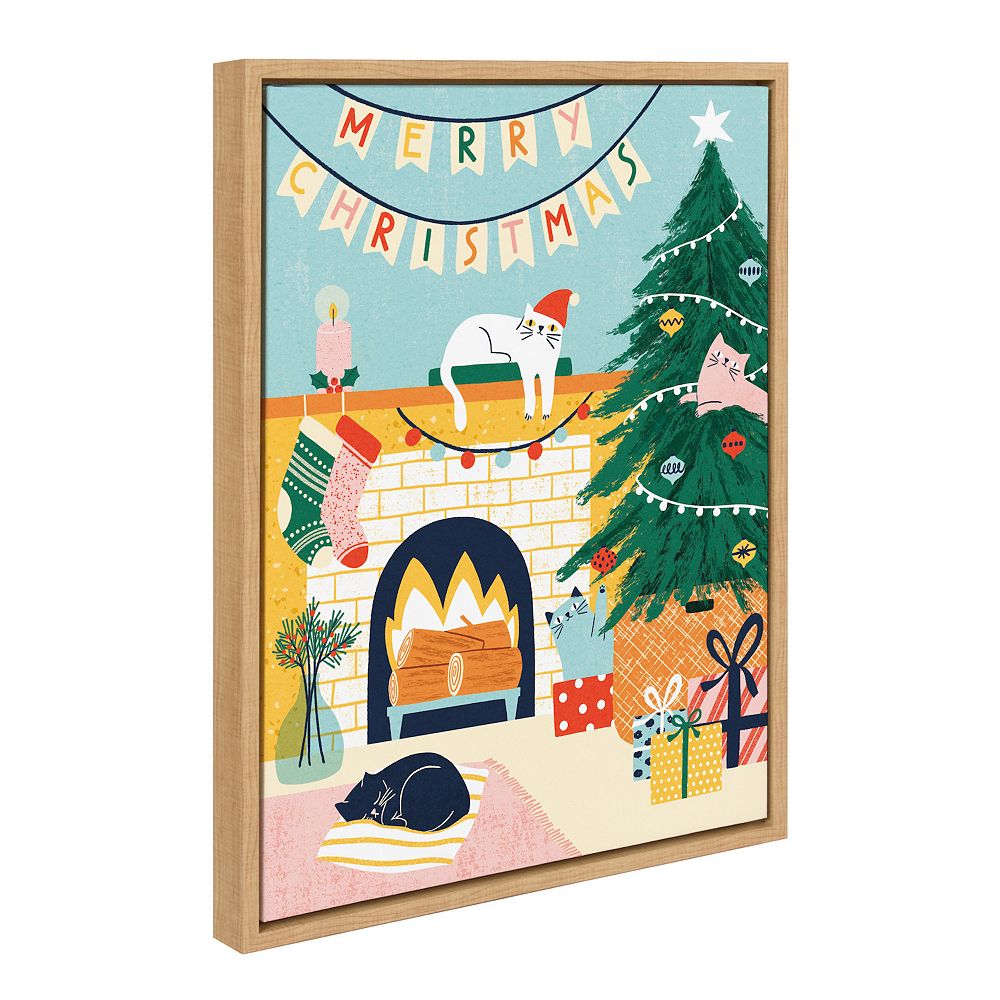 Sylvie TG Christmas Cats Framed Canvas by Tània García