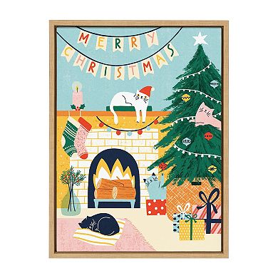 Sylvie TG Christmas Cats Framed Canvas by Tània García