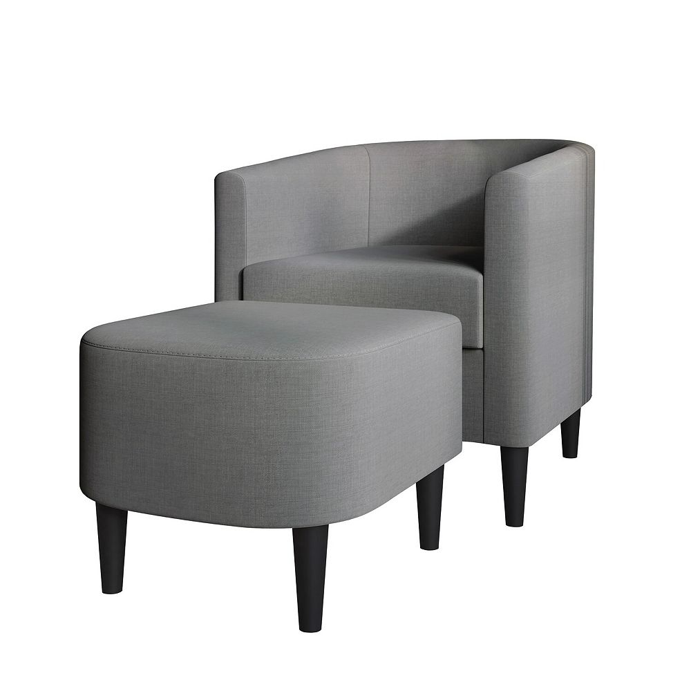 Linen Accent Chair With Stool