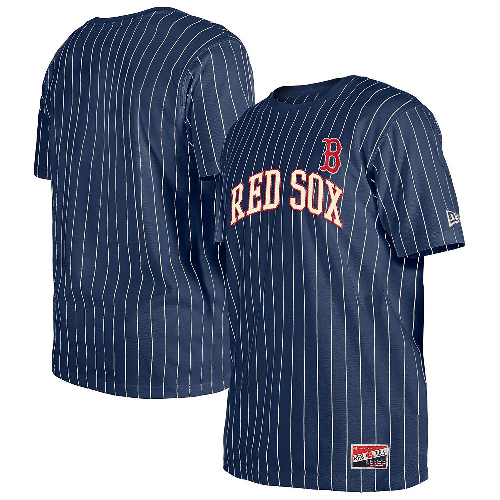 Men's New Era Navy Boston Red Sox Throwback Pinstripe T-Shirt