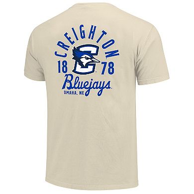 Men's Cream Creighton Bluejays Comfort Colors Mascot Overlay T-Shirt