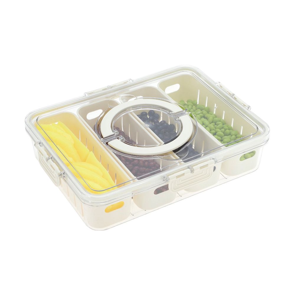 Rectangle Drain Food Storage Containers 4 Compartment 12.01"x9.25"x2.76 ...
