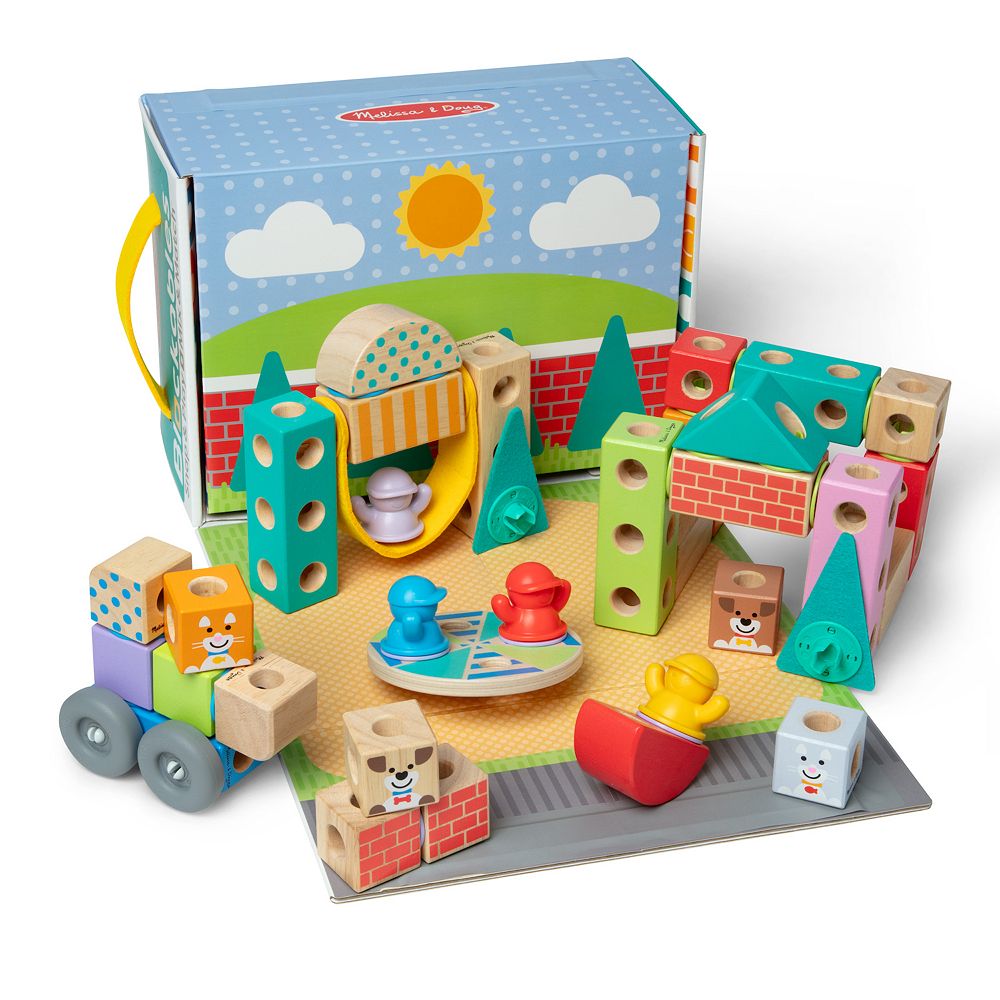 Melissa & Doug Blockables Town Snap And Play Connectable Building Blocks Set