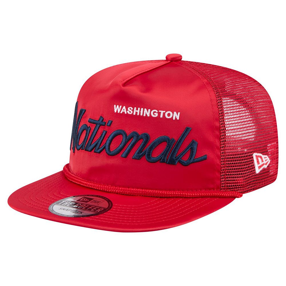 Men's New Era Red Washington Nationals Retro Satin Script Golfer ...