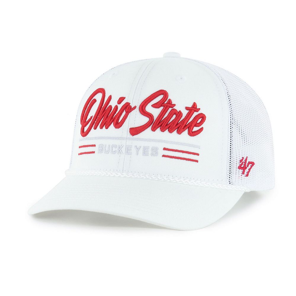 Men's '47 White Ohio State Buckeyes Garner Rope Trucker Adjustable Hat