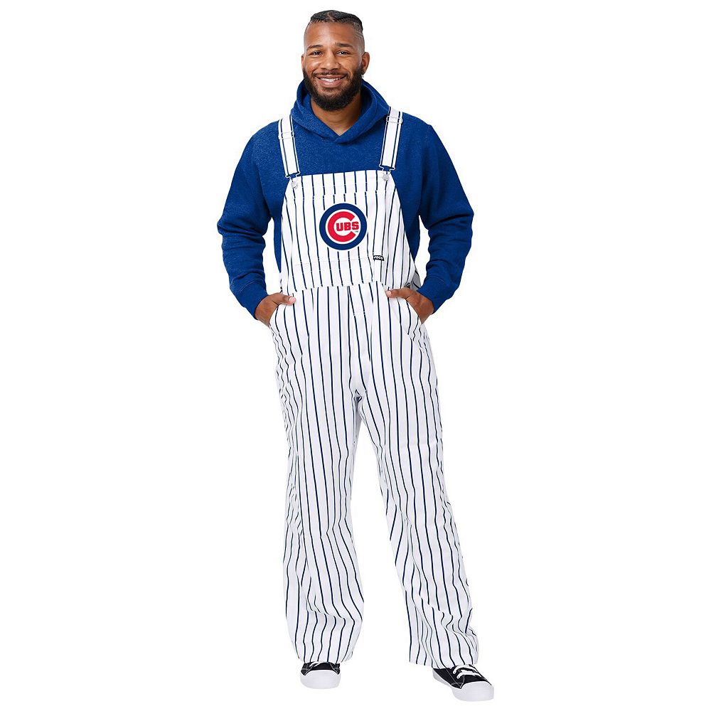 Men's FOCO White Chicago Cubs Pinstripe Bib Overalls