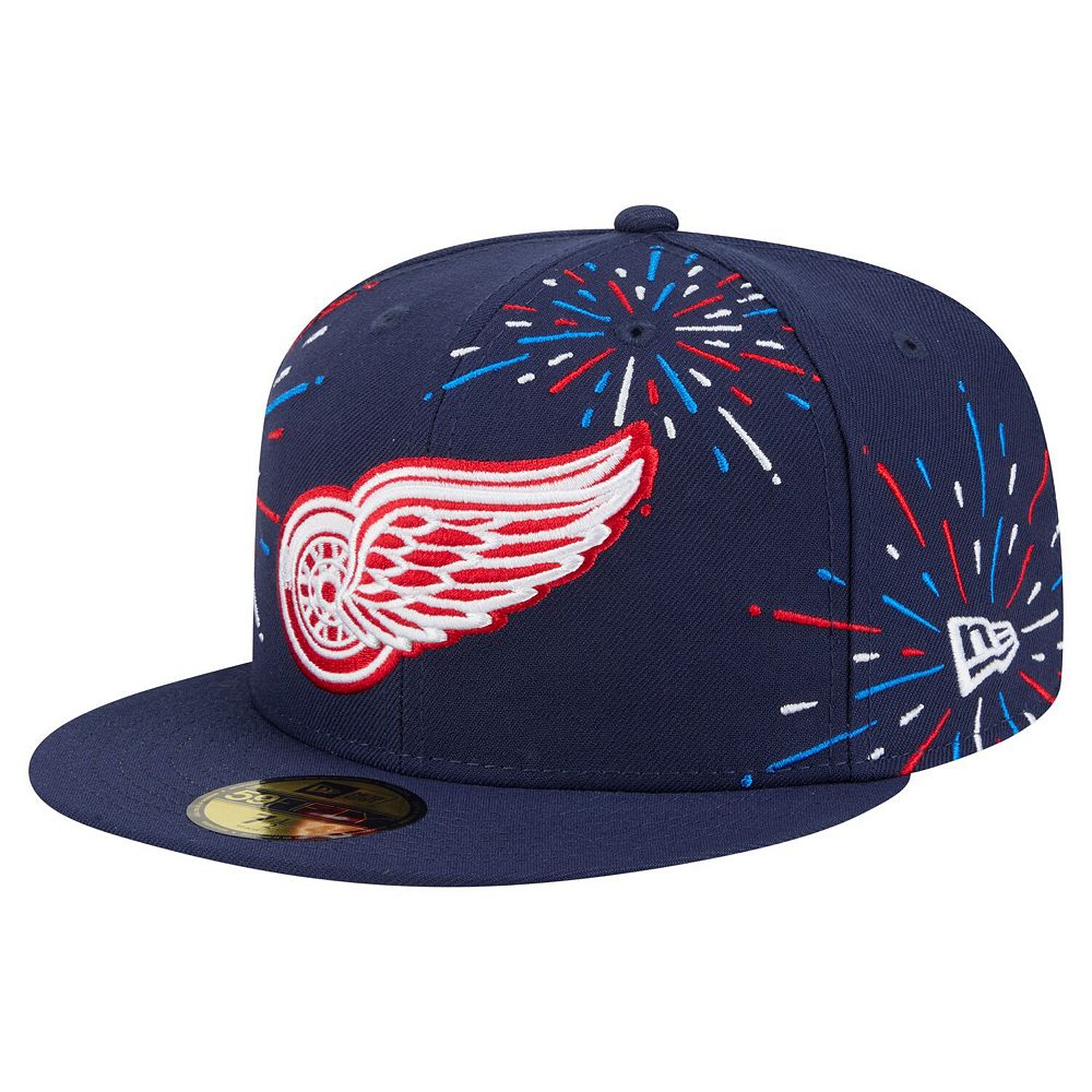 Men's New Era Navy Detroit Red Wings Americana Fireworks 59FIFTY Fitted Hat