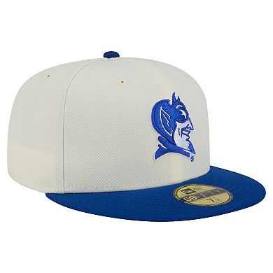 Men's New Era Cream Duke Blue Devils Chrome 59FIFTY Fitted Hat