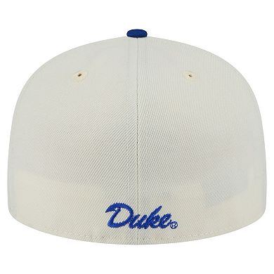 Men's New Era Cream Duke Blue Devils Chrome 59FIFTY Fitted Hat