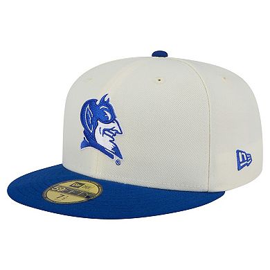 Men's New Era Cream Duke Blue Devils Chrome 59FIFTY Fitted Hat