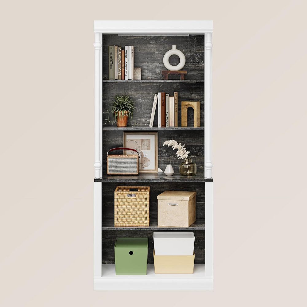 Tall Storage Bookcase with 5-Tier Open Shelves, Roman Column Design and ...