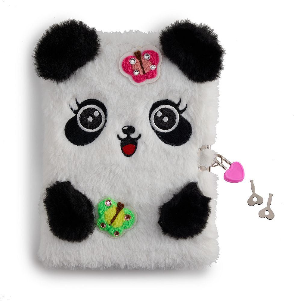 Simple Pleasures Butterfly Panda Fuzzy Diary with Lock
