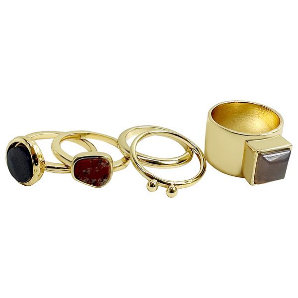 Emberly Gold Tone 5-pk. Simulated Stone Ring Set