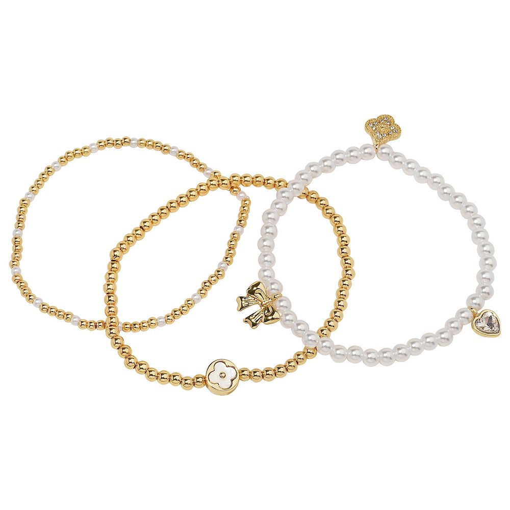LC Lauren Conrad Gold Tone 3-Piece Bead & Simulated Pearl Charm ...