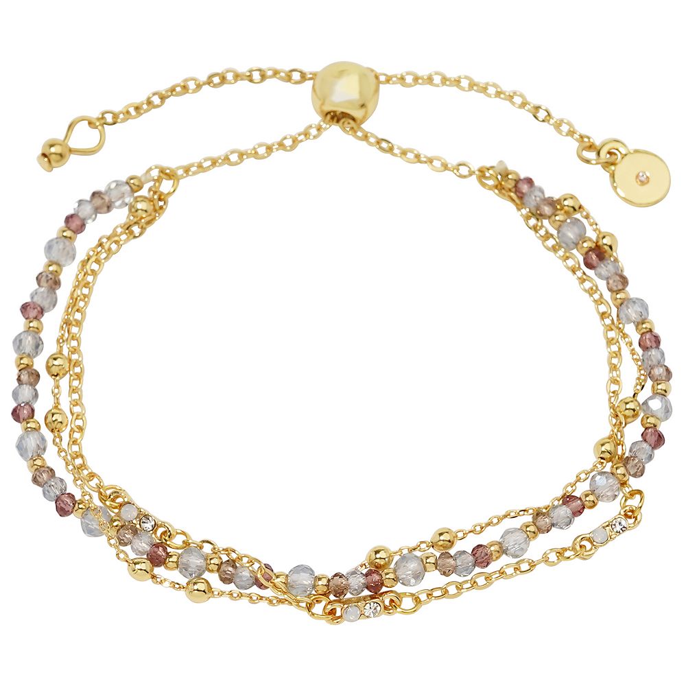 LC Lauren Conrad Gold Tone 3 Row Pull Tie & Delicate Bead Bracelet