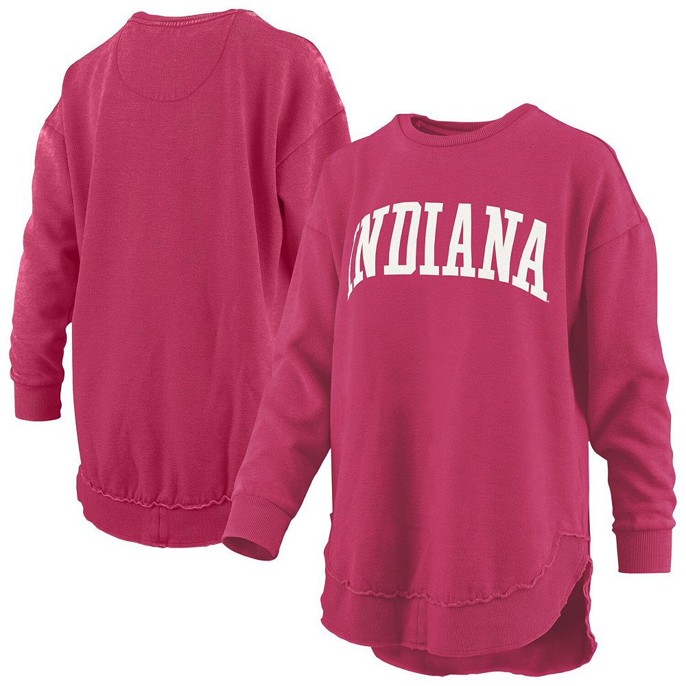 Women's Pressbox Crimson Indiana Hoosiers Melange Poncho Vintage Fleece Long Sleeve Pullover ...
