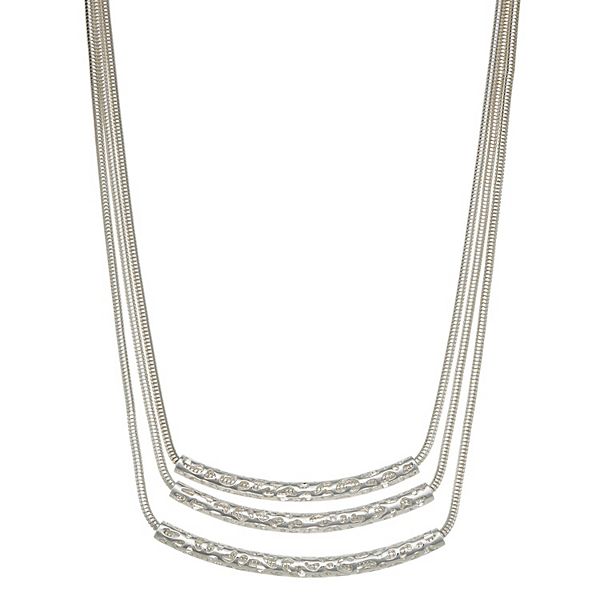 Nine West Silver Tone Multirow Necklace