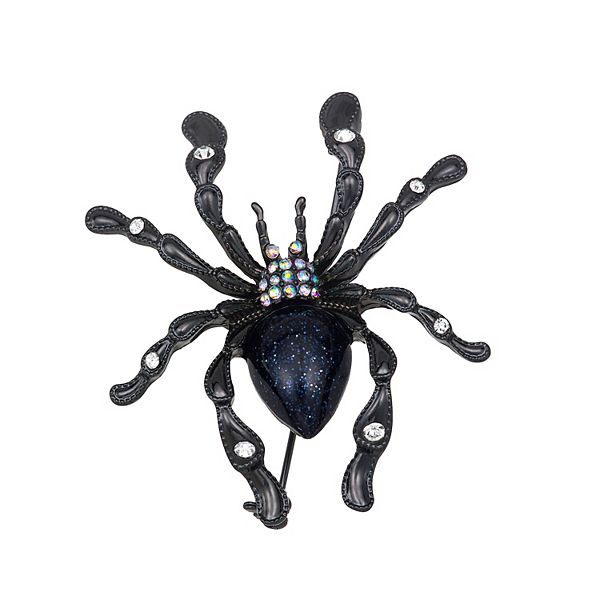 Napier Jet Black Tone Simulated Crystal Spider Pin