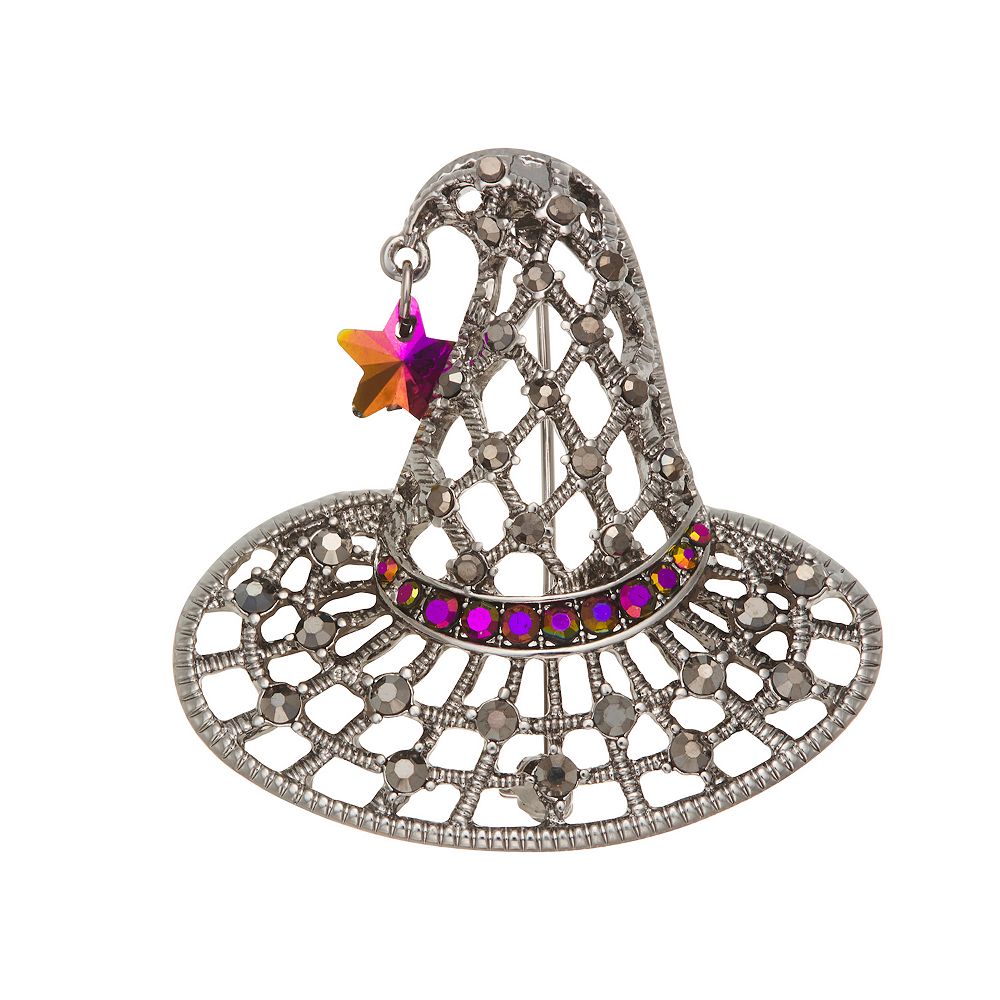 Napier Jet Tone Elevated Witch Hat Pin