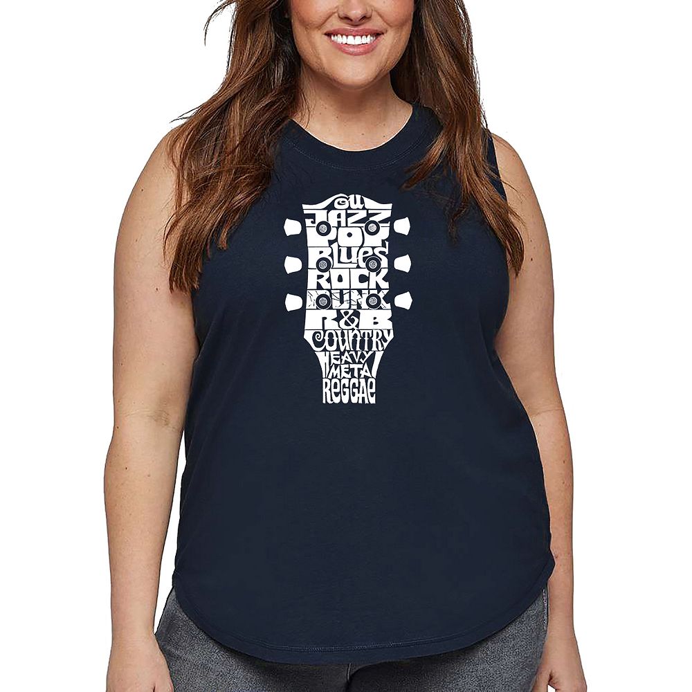 Women's Plus Size Word Art Tank Top - Guitar Head Music Genres