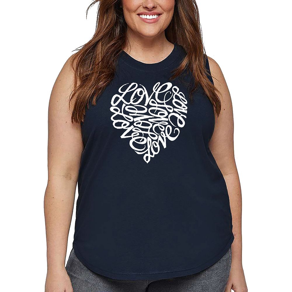 Cursive Heart - Women's Plus Size Word Art Tank Top
