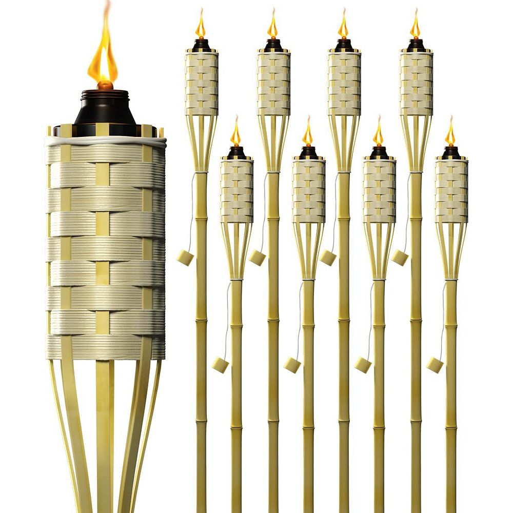 Sorbus 5 Feet Tall 100% Bamboo Outdoor Torches (Set of 8)