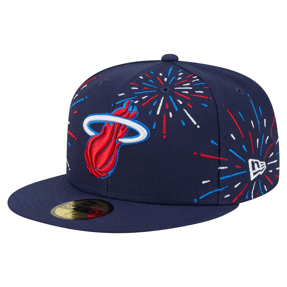 Men's New Era Navy Miami Heat Americana Fireworks 59FIFTY Fitted Hat