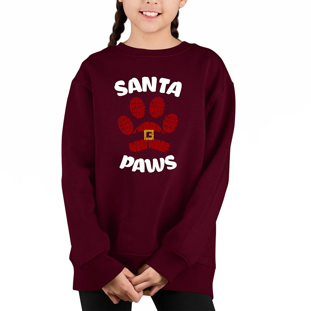 Santa Paws - Girl's Word Art Crewneck Sweatshirt