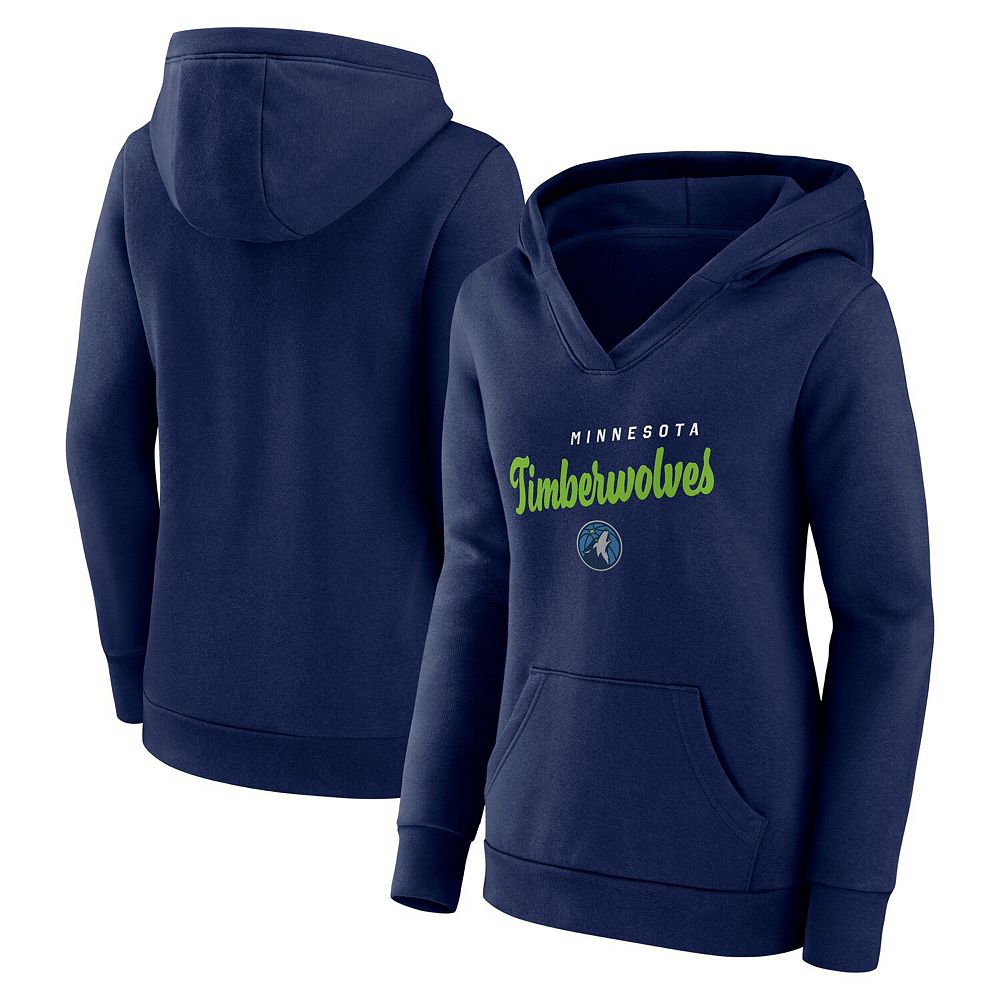 Women's Navy Minnesota Timberwolves Triumphant V-Neck Pullover Hoodie