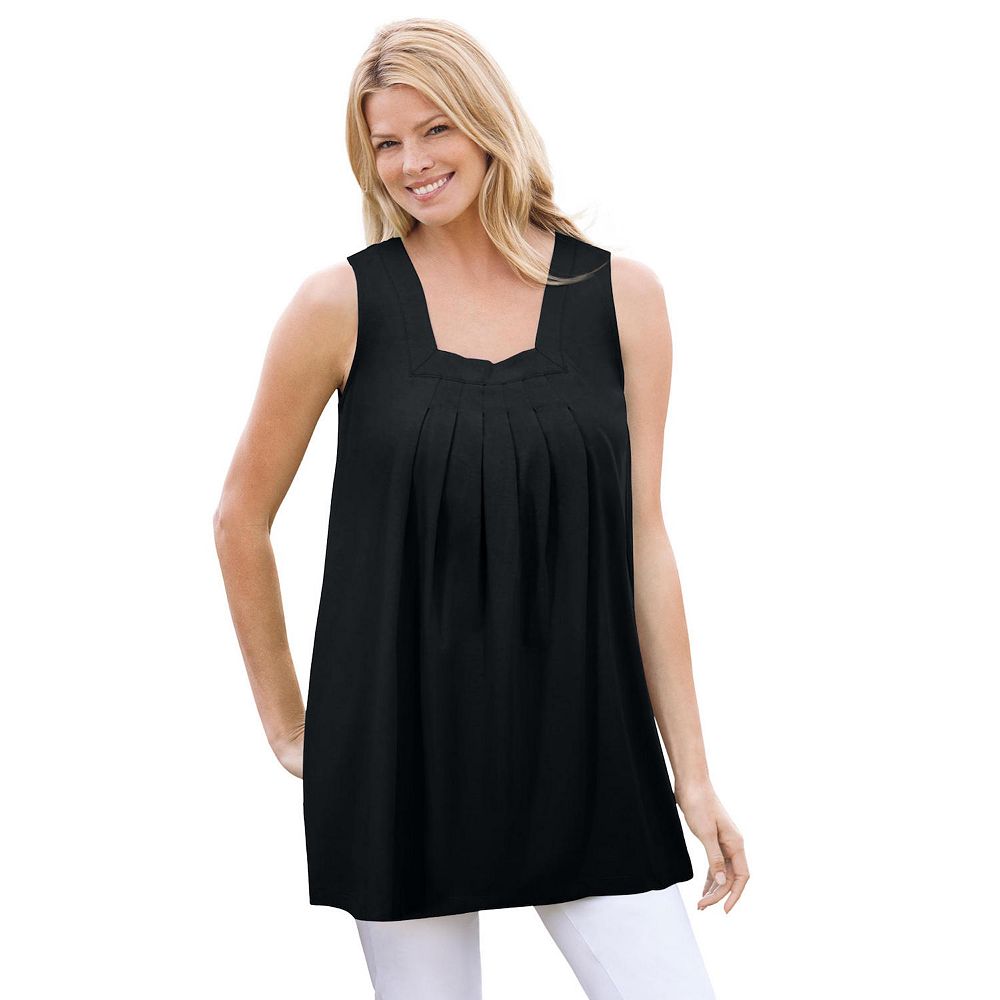 Woman Within Plus Size Swing Square Neck Pocket Tunic