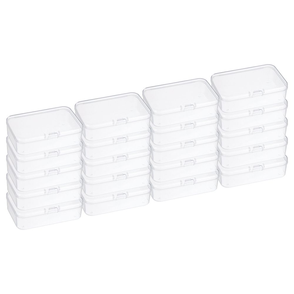 20 Pack 3.3x2.2x1 Inch Plastic Clear Storage Box with Hinged Lid