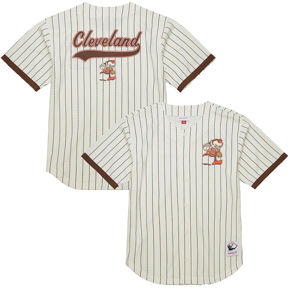 Men's Mitchell & Ness Cream Cleveland Browns Final Seconds Vintage Logo ...