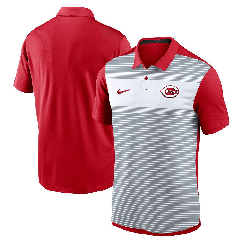Men's Nike White/Red Cincinnati Reds Vapor Striped Performance Polo