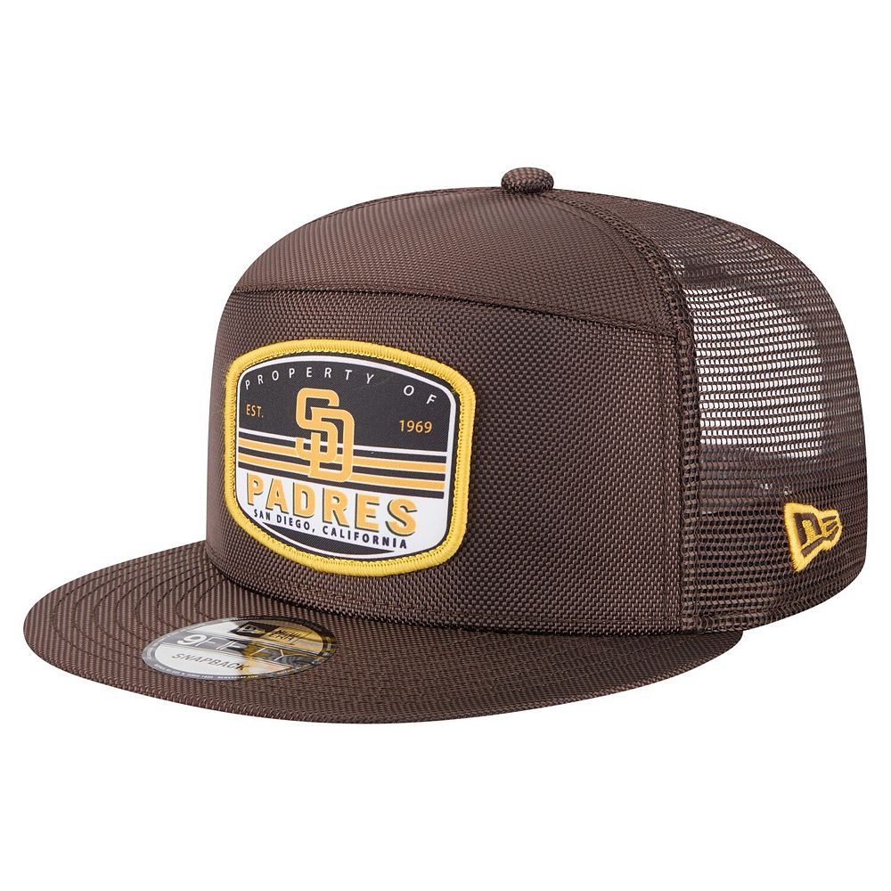 Men's New Era Brown San Diego Padres Split Panel 9FIFTY Trucker Snapback
