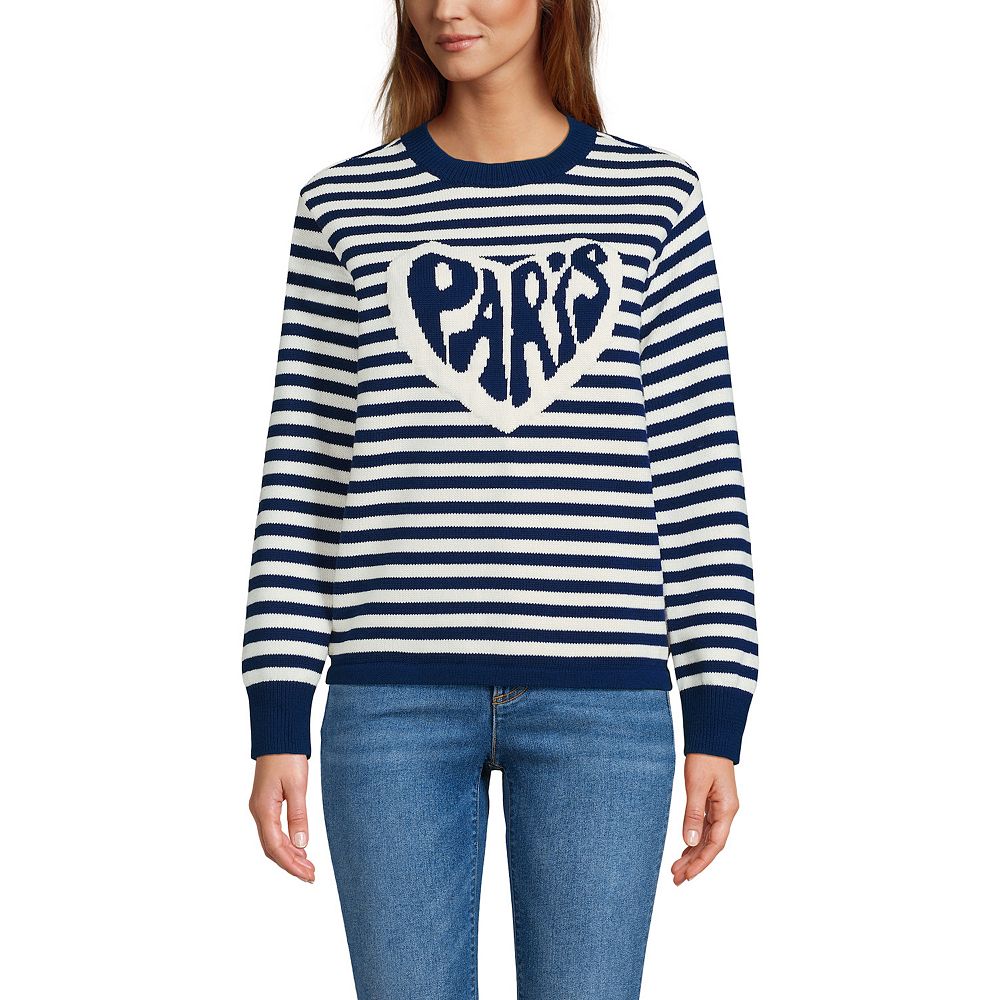 Women's Lands' End Drifter Jacquard Crew Neck Sweater in Regular & Plus Size
