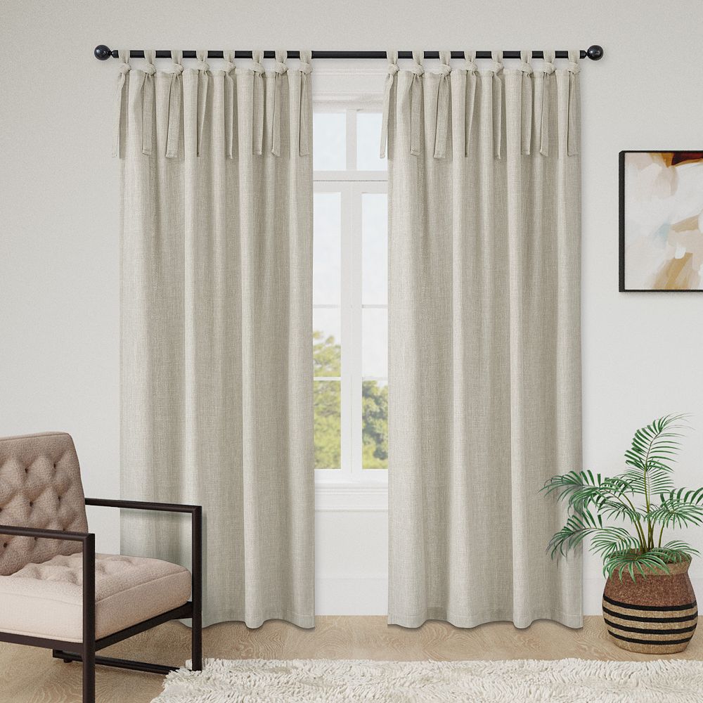 Awesome Home Linen Texture Knot Tie Light Filtering Curtain Pair 2-pc.