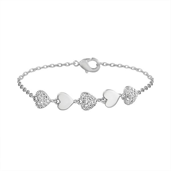 petit cheris Kids Fine Silver Plated Cubic Zirconia Multi Heart Bracelet