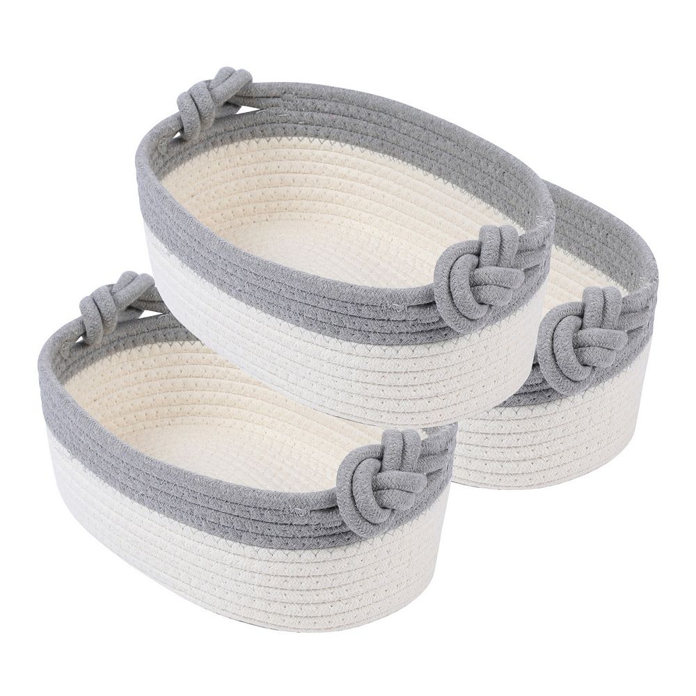 3 Packs Woven Storage Basket, Shelf Closet Storage Bin with Handles for ...