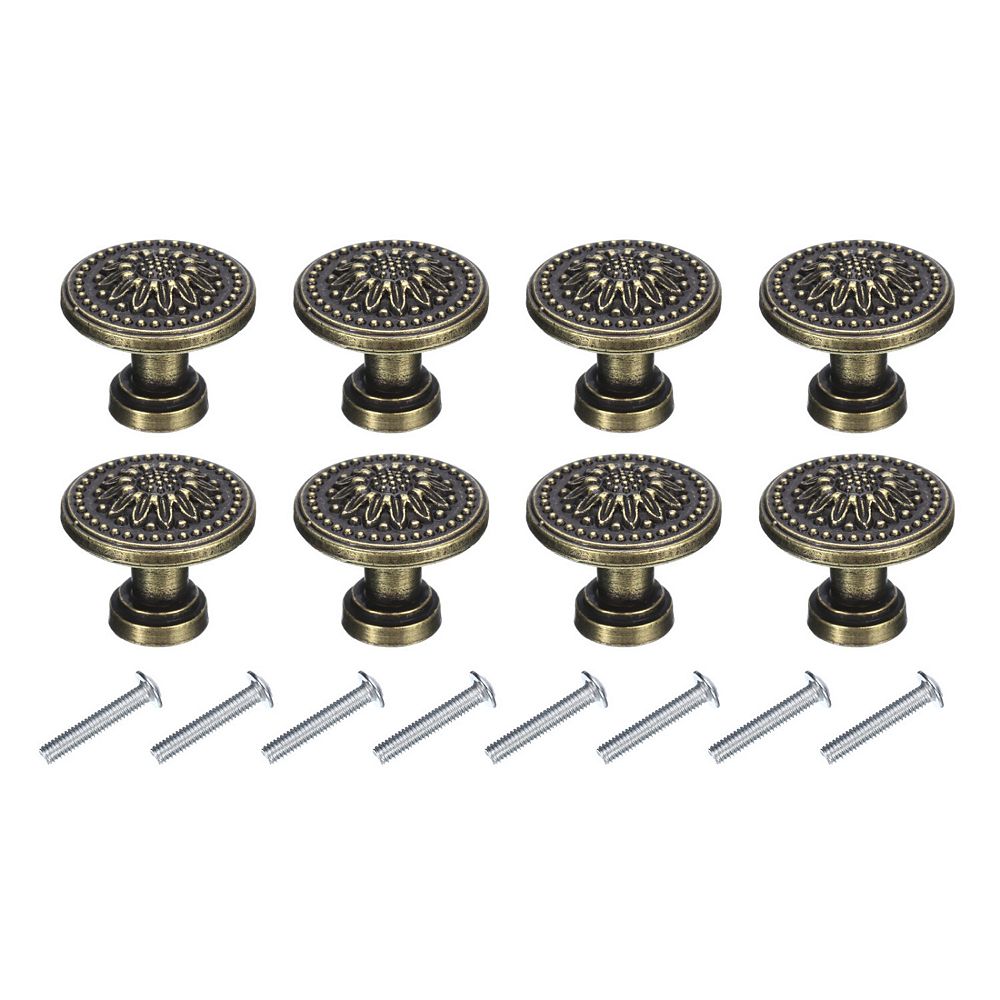 8 Sets Vintage Drawer Knobs with Flower Pattern for Cupboard Bronze(1 ...