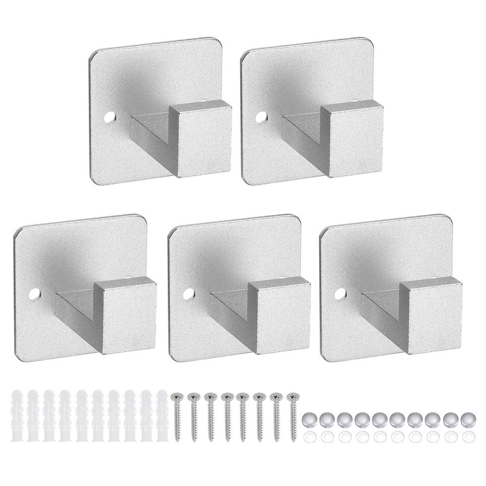 5Pcs Stainless Steel Square Towel Hooks Punch/Self Adhesive 55x55mm