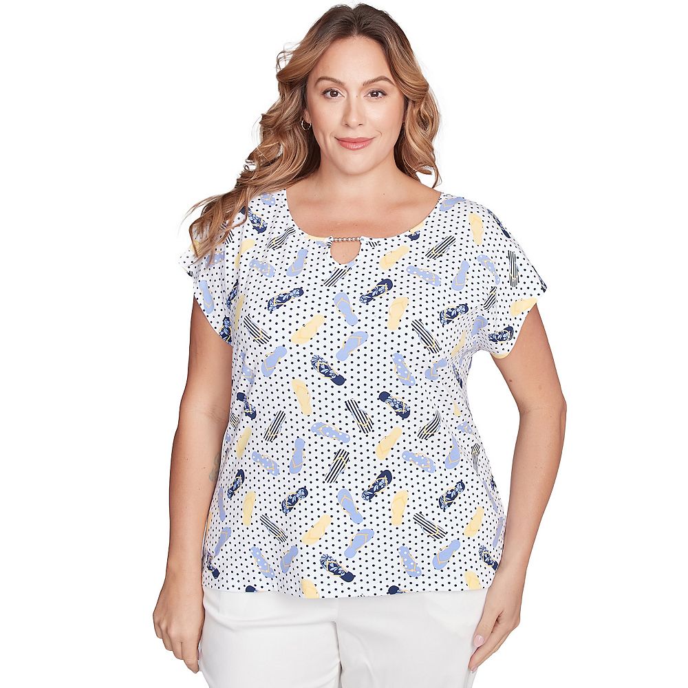 Hearts of Palm Plus Size Making Waves Flip Flop Print Top