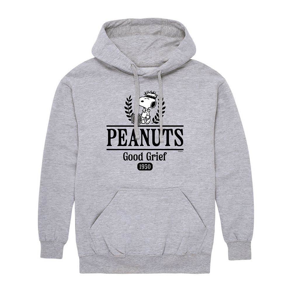 Men's Peanuts Good Grief Sports Collegiate Fleece Pullover Graphic Hoodie